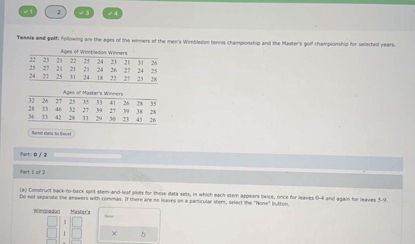 Solved Tennis and golf: Following are the ages of the | Chegg.com