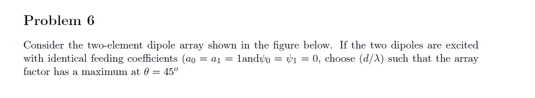 Consider the two-element dipole array shown in the | Chegg.com