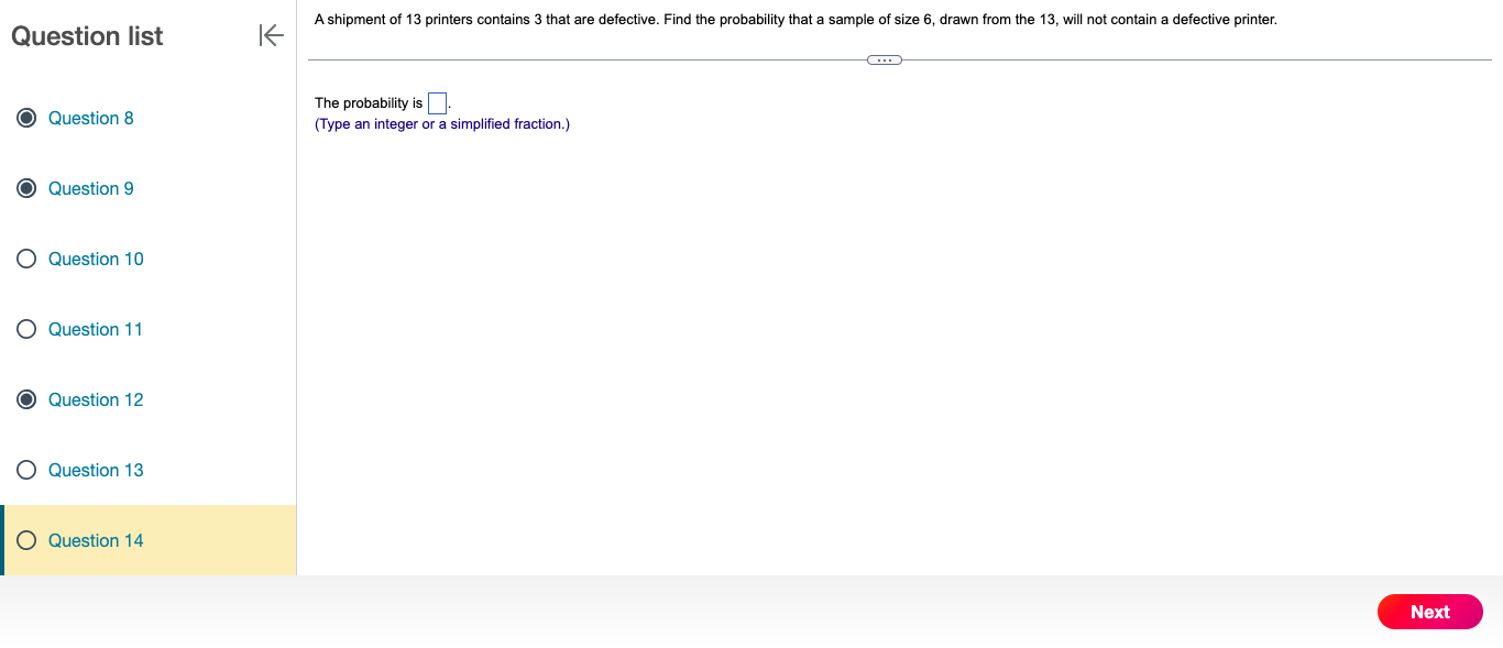 Solved A shipment of 13 printers contains 3 that are | Chegg.com