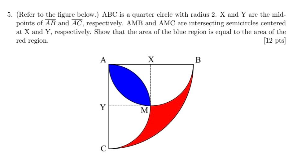 Solved 5. (Refer to the figure below.) ABC is a quarter | Chegg.com