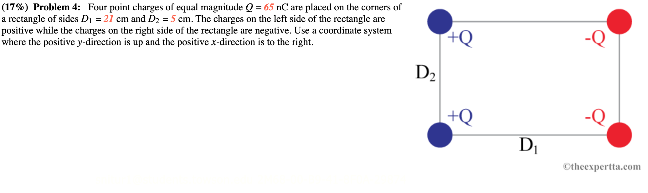 Solved (17\%) Problem 4: Four point charges of equal | Chegg.com