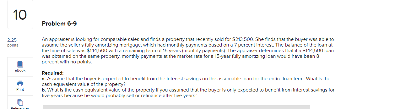 10 Problem 6-9 An appraiser is looking for comparable | Chegg.com