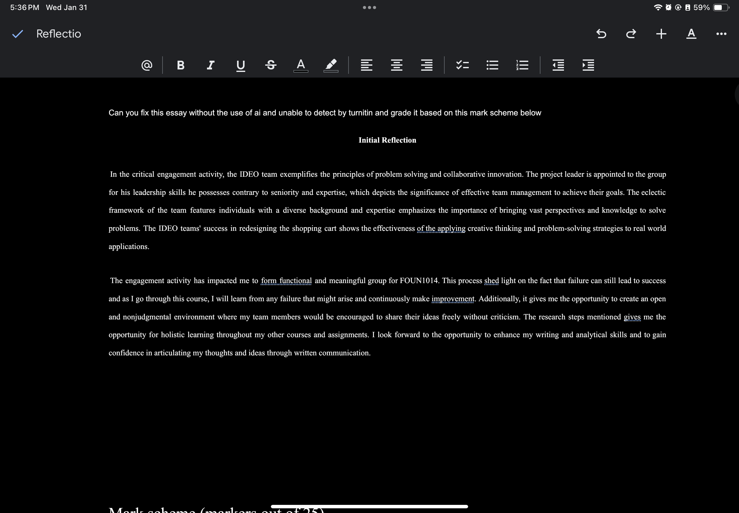 Solved Can you fix this essay without the use of ai and | Chegg.com