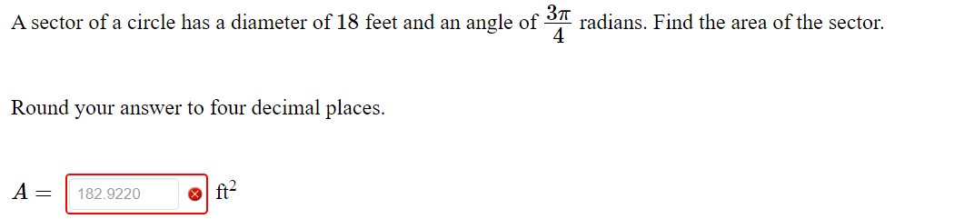 Solved A sector of a circle has a diameter of 18 ﻿ feet and | Chegg.com