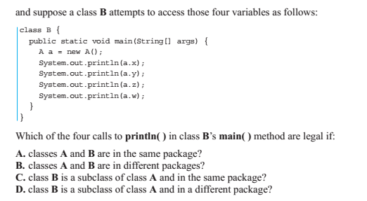 Solved Suppose a class A has four instance variables with | Chegg.com