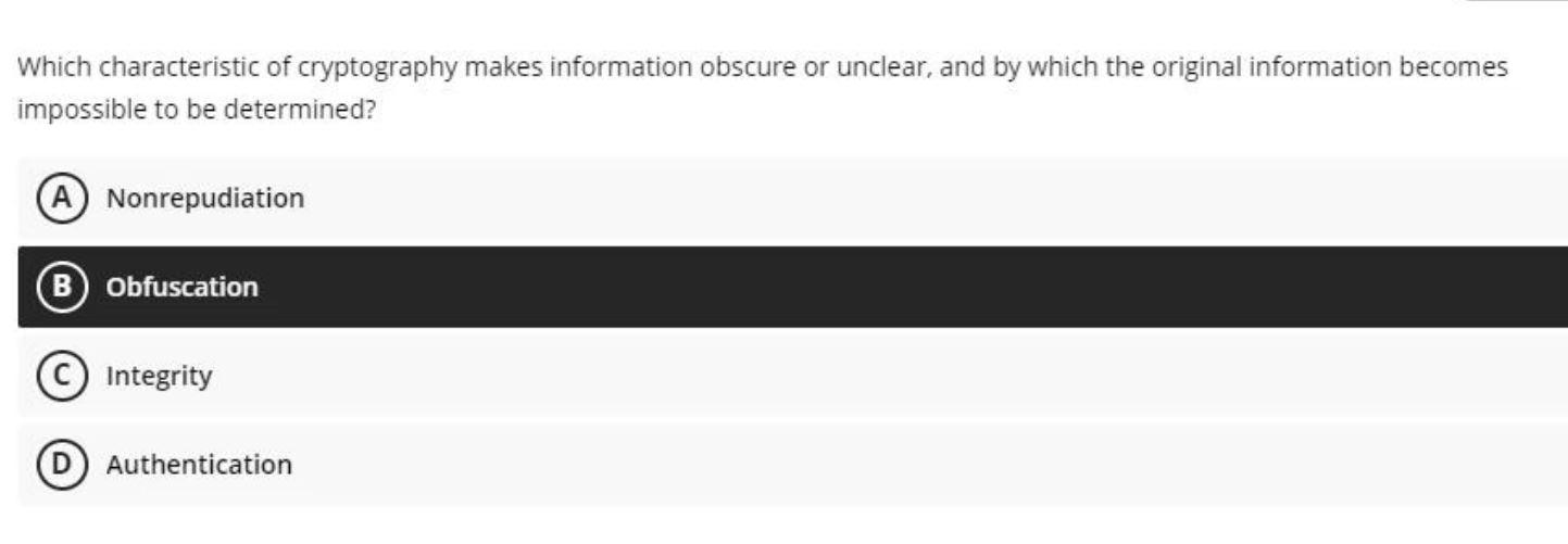 Solved Which characteristic of cryptography makes | Chegg.com
