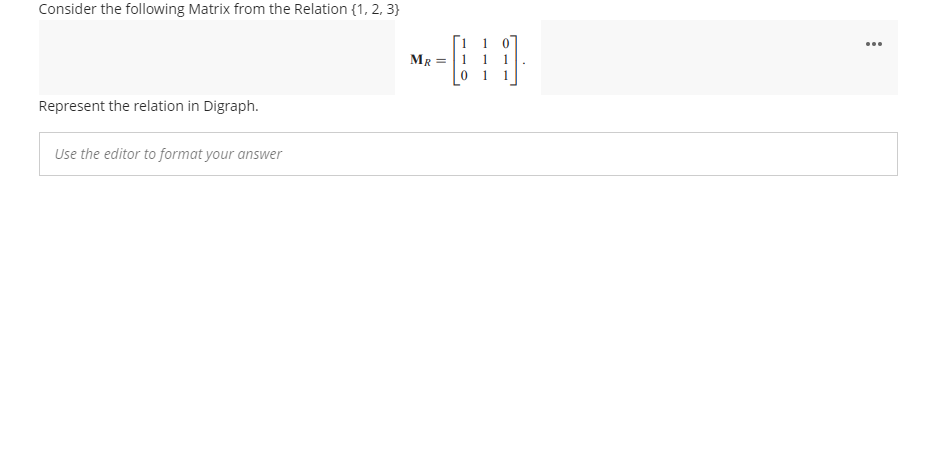 Solved Consider the following Matrix from the Relation | Chegg.com