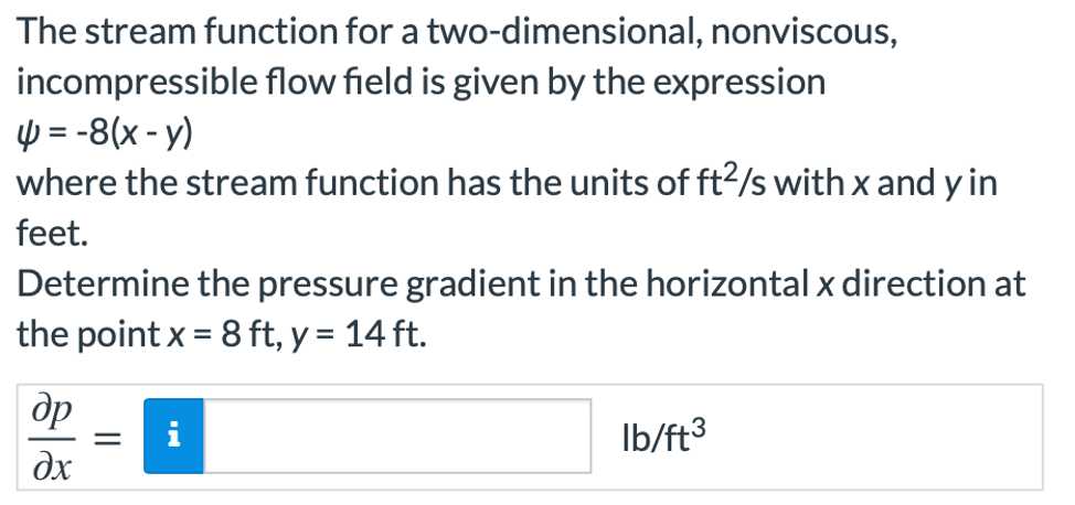 Solved The stream function for a two-dimensional, | Chegg.com