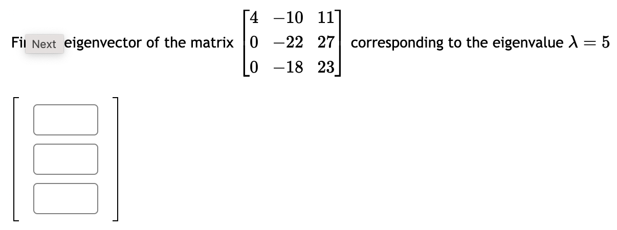 Solved \\( \\mathrm{Fi} \\quad \\) eigenvector of the matrix | Chegg.com