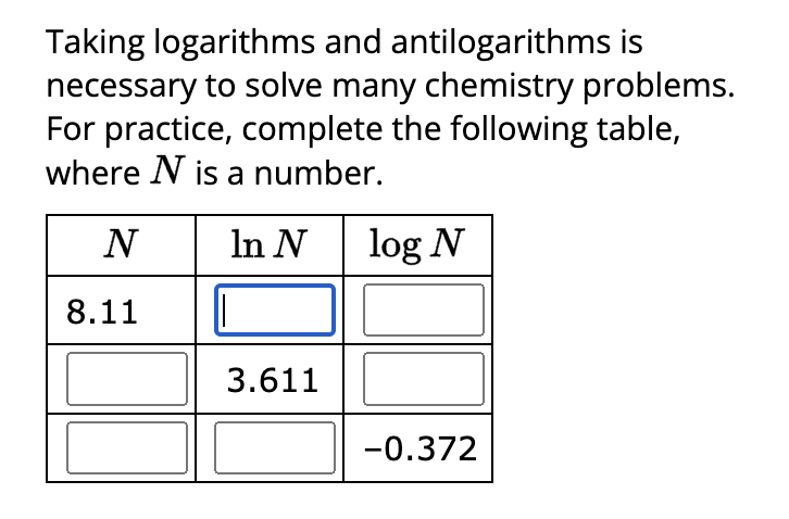 Solved Taking logarithms and antilogarithms is necessary to | Chegg.com