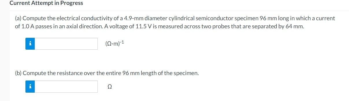 Solved (a) Compute the electrical conductivity of a 4.9−mm | Chegg.com