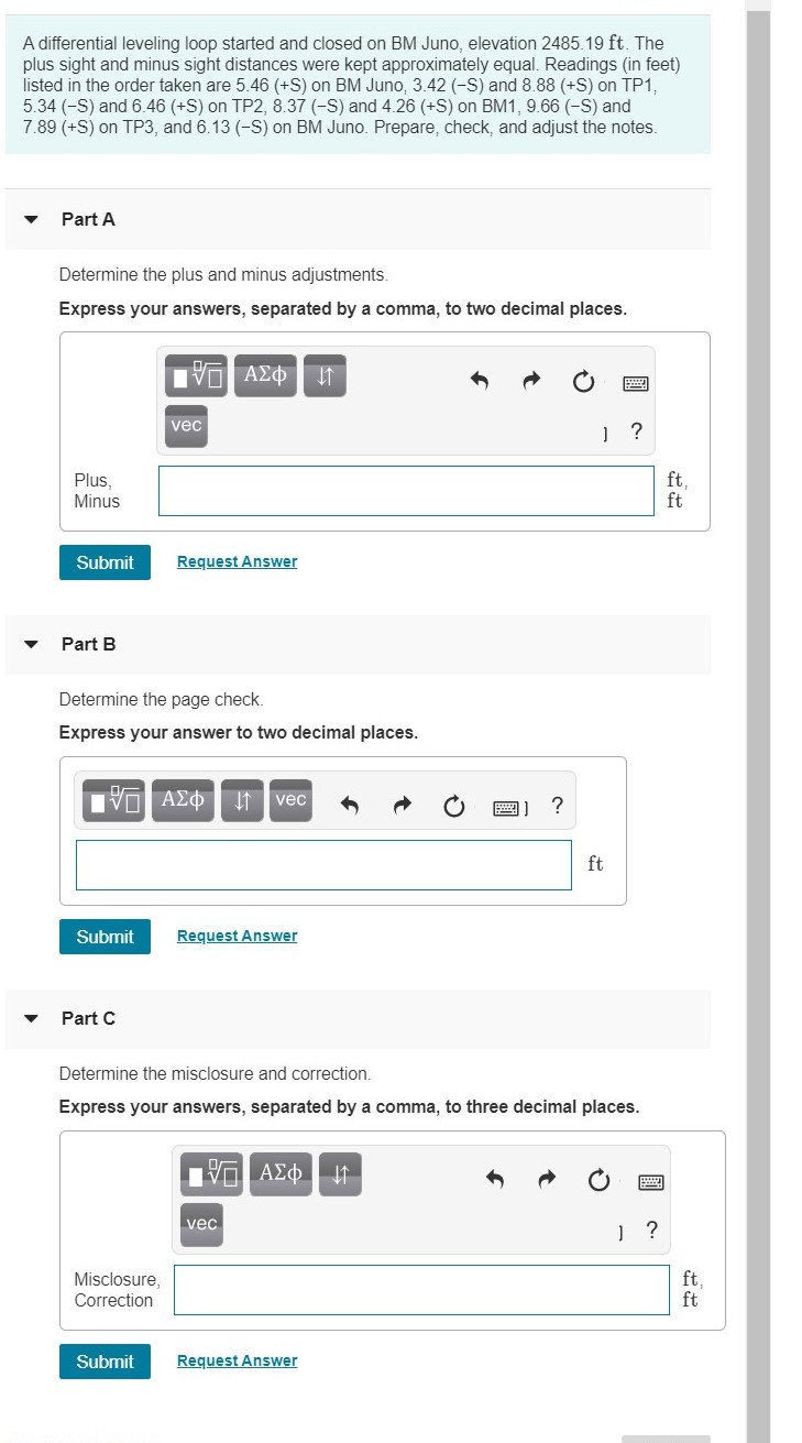 Solved A differential leveling loop started and closed on BM | Chegg.com