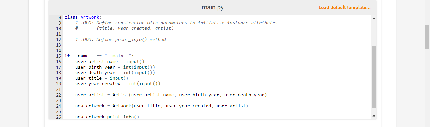 Solved 9.13 LAB: Artwork label (classes/constructors) Define | Chegg.com