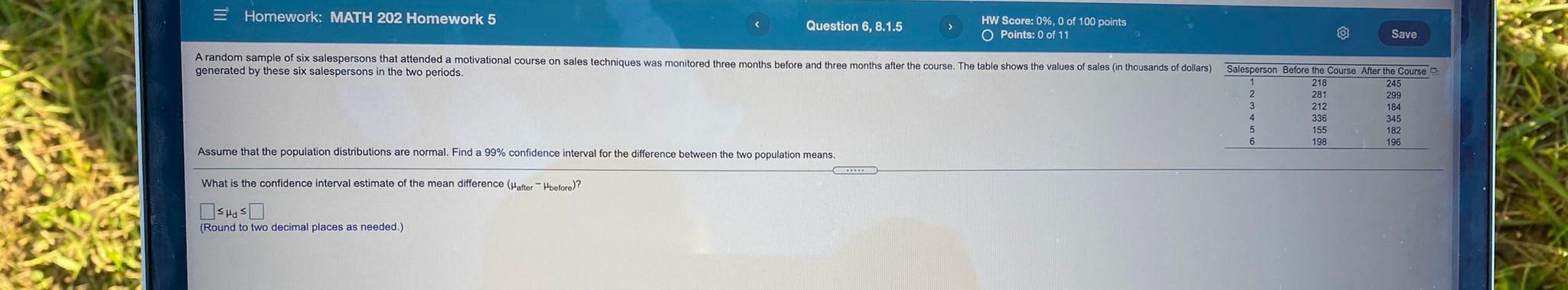 Solved = Homework: MATH 202 Homework 5 Question 6, 8.1.5 HW | Chegg.com