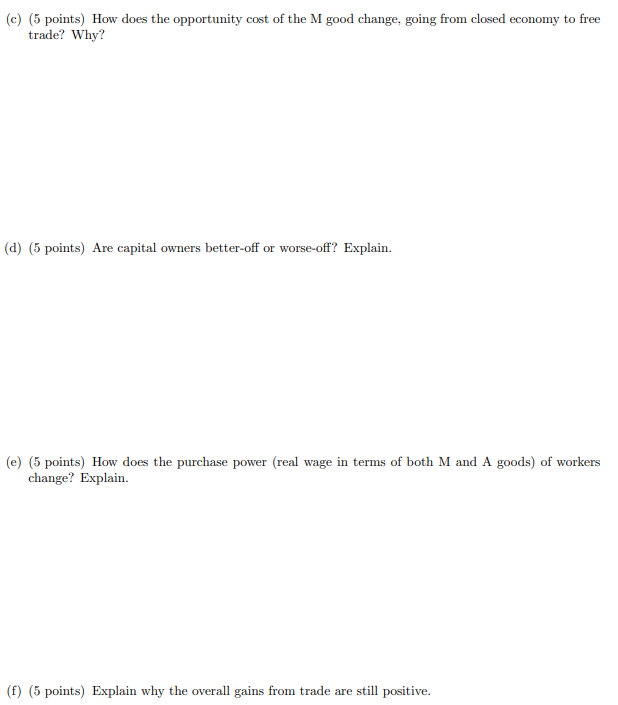Solved 2. (30 points) Specific-factors Model Suppose that | Chegg.com