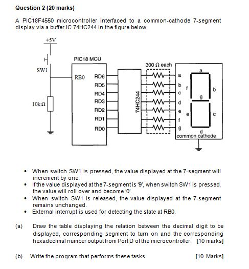 Solved Question 2 20 Marks A Pic18f4550 Microcontroller 