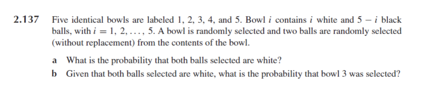Solved 2.137 Five identical bowls are labeled 1, 2, 3, 4, | Chegg.com