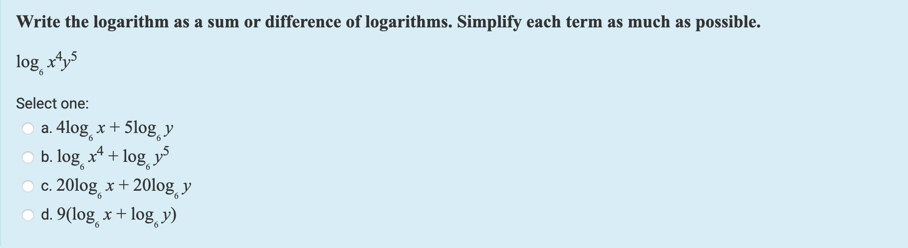 Solved Write the logarithm as a sum or difference of | Chegg.com