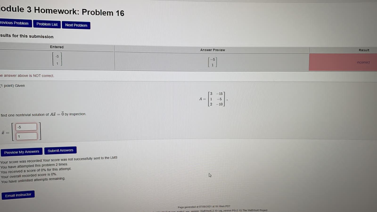 Solved Module 3 Homework: Problem 8 Previous Problem Problem | Chegg.com