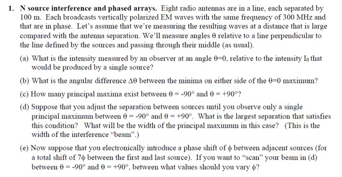 Solved 1. N source interference and phased arrays. Eight | Chegg.com