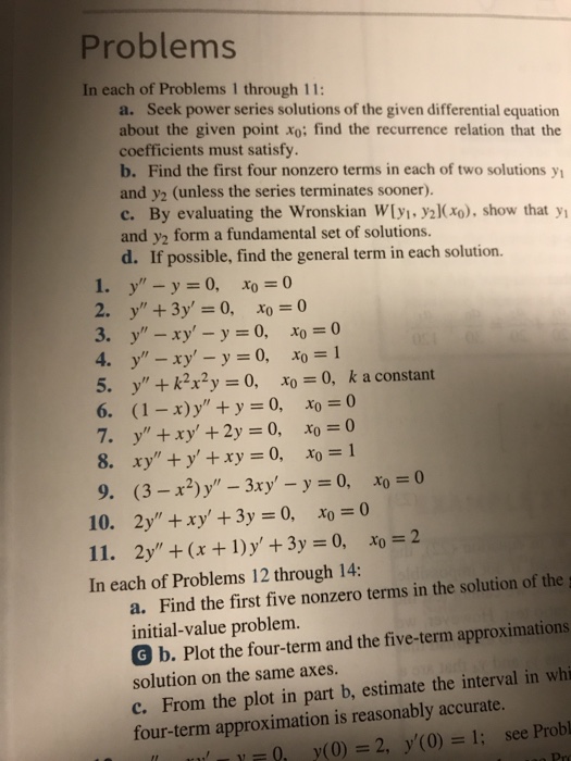 Solved Problems In each of Problems 1 through 11 Seek power | Chegg.com