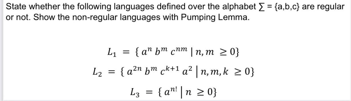 Solved State whether the following languages defined over | Chegg.com