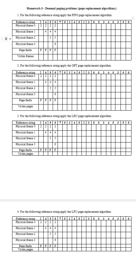 Solved Homework 5 - Demand paging problems (page replacement | Chegg.com Solved Homework 5 - Demand paging problems (page replacement | Chegg.com