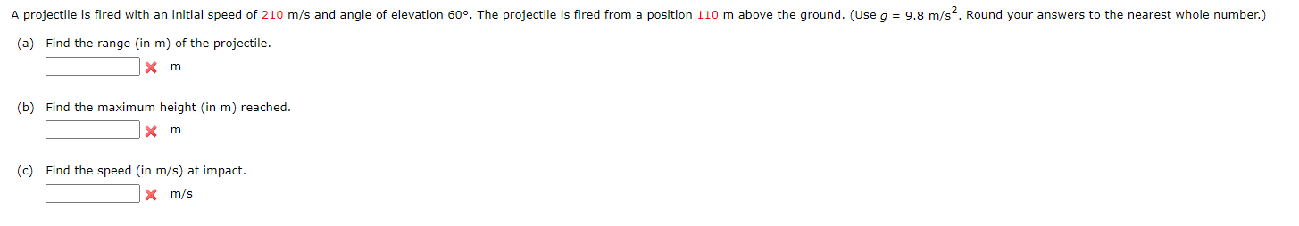 Solved (a) Find the range (in m ) of the projectile. m (b) | Chegg.com
