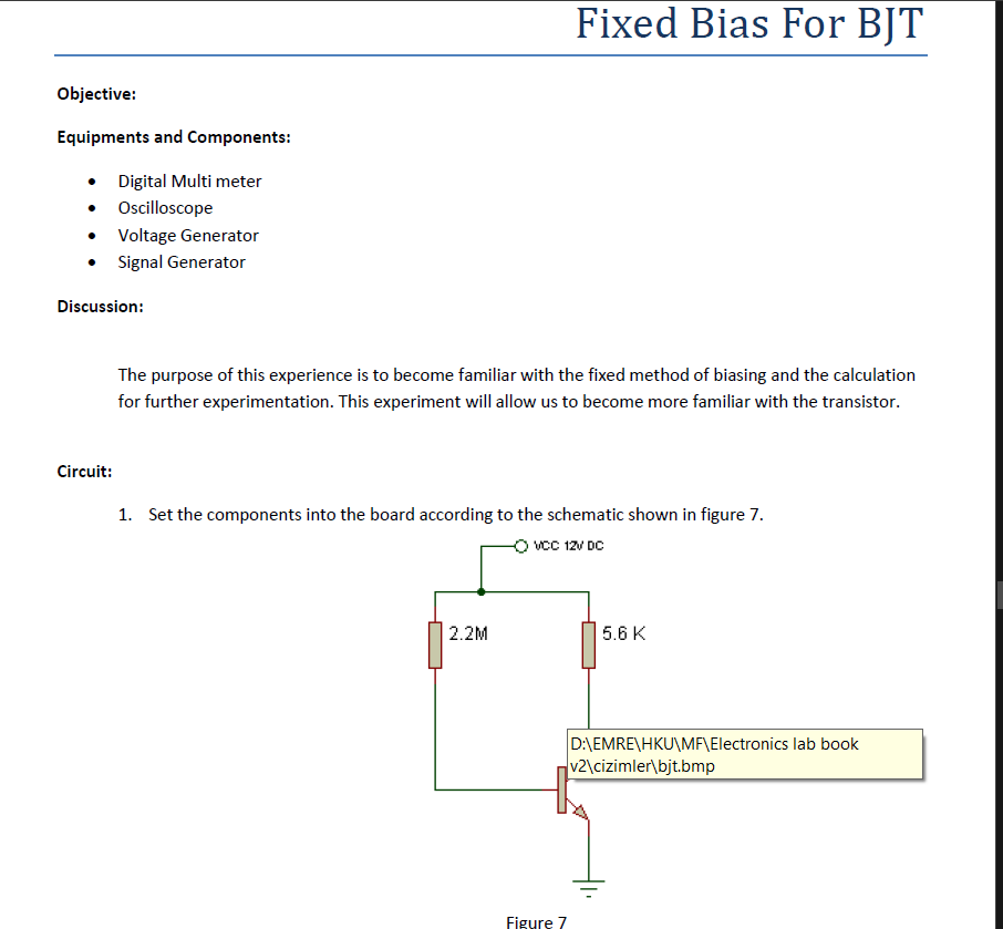 Solved Fixed Bias For BJT Objective: Equipments and | Chegg.com
