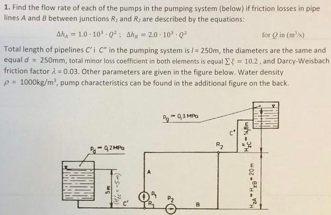Solved . 1. Find the flow rate of each of the pumps in the | Chegg.com