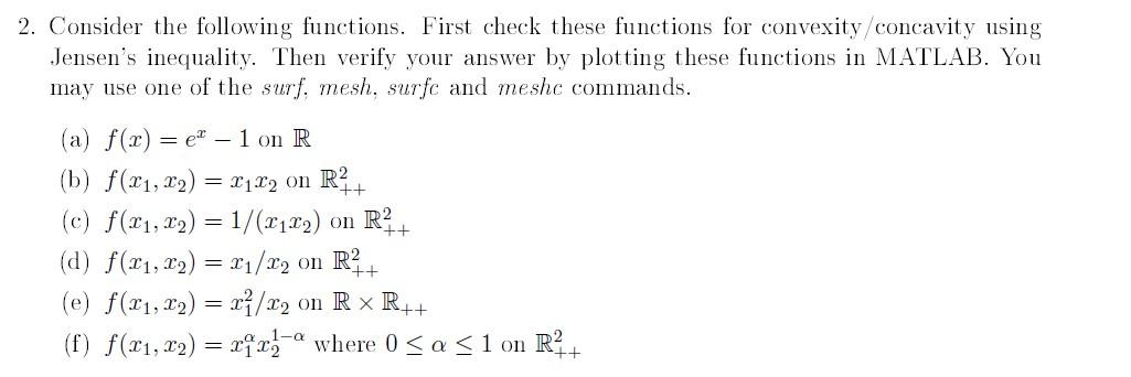 = 2. Consider the following functions. First check | Chegg.com
