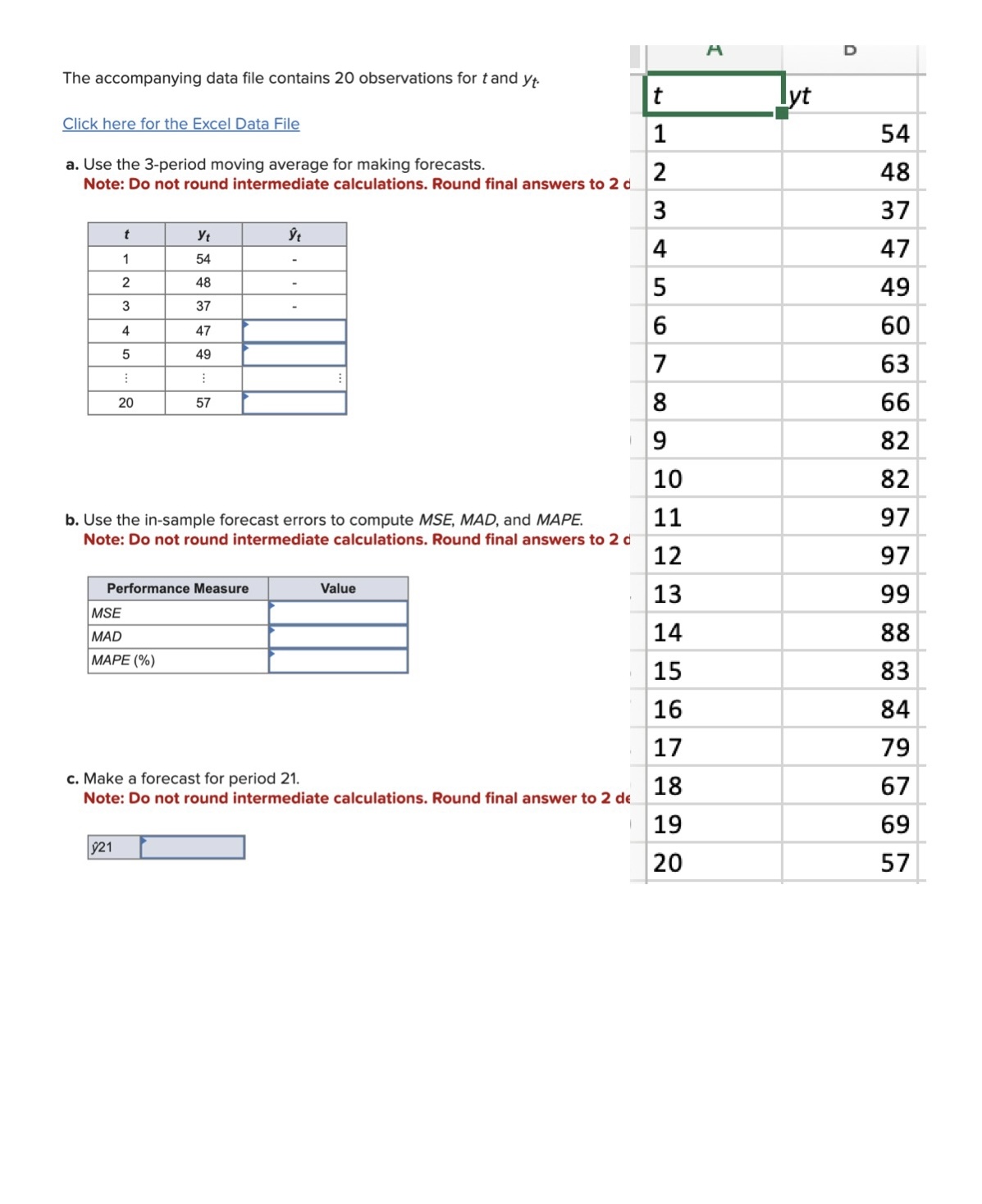 Solved The accompanying data file contains 20 ﻿observations | Chegg.com
