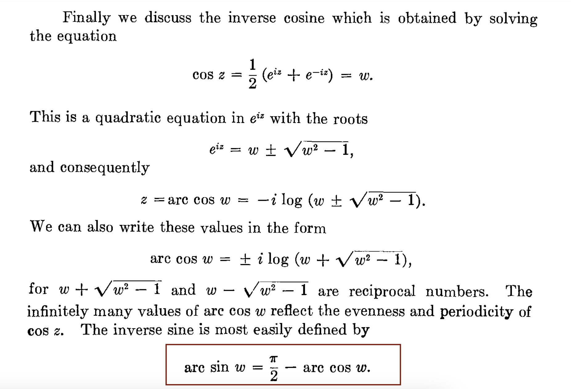 Solved can anyone help me explain how we get arc cos w step | Chegg.com