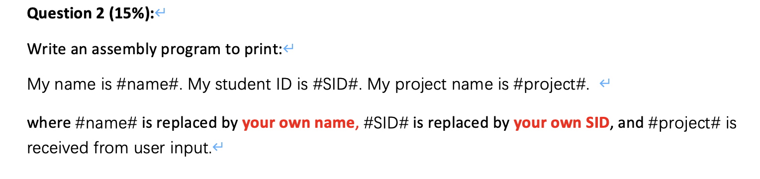 Solved Write an assembly program to print: My name is | Chegg.com