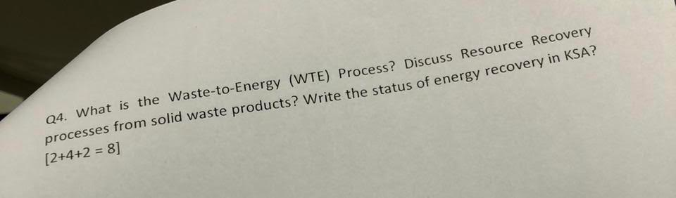 Solved Q4. What is the Waste-to-Energy (WTE) Process? | Chegg.com
