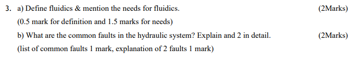Solved 3. a) Define fluidics \& mention the needs for | Chegg.com