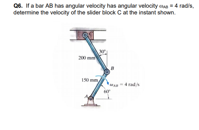Solved Q6. If a bar AB has angular velocity has angular | Chegg.com