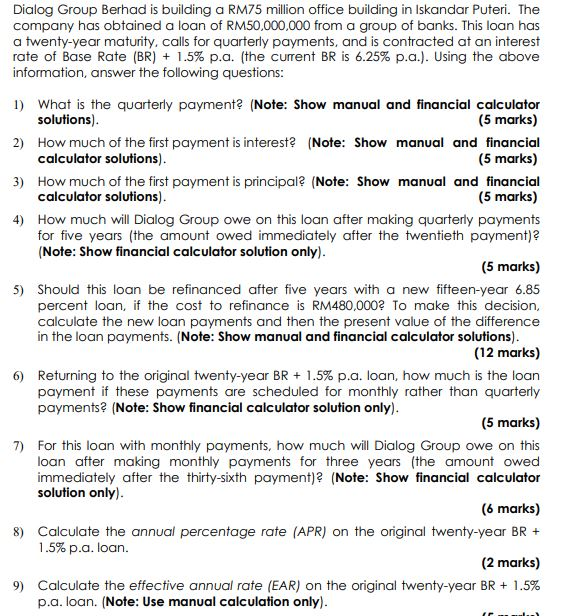 Dialog Group Berhad is building a RM75 million office | Chegg.com