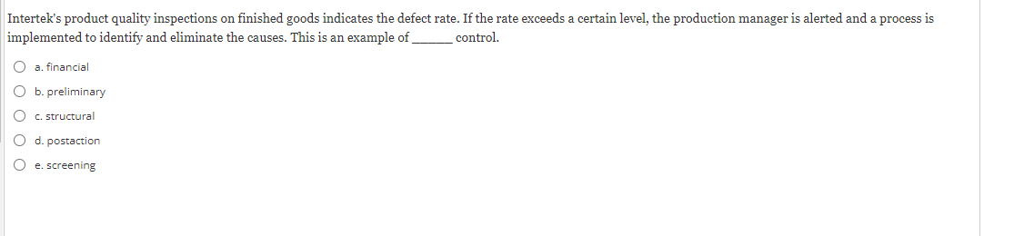 Solved Which of the following types of control focuses on | Chegg.com