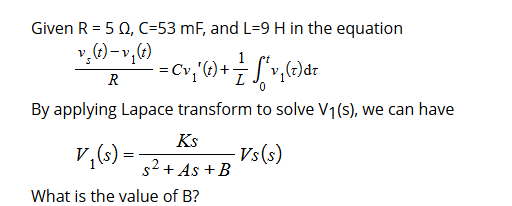 Solved Given R=5Ω,C=53mF, ﻿and L=9H in ﻿the | Chegg.com