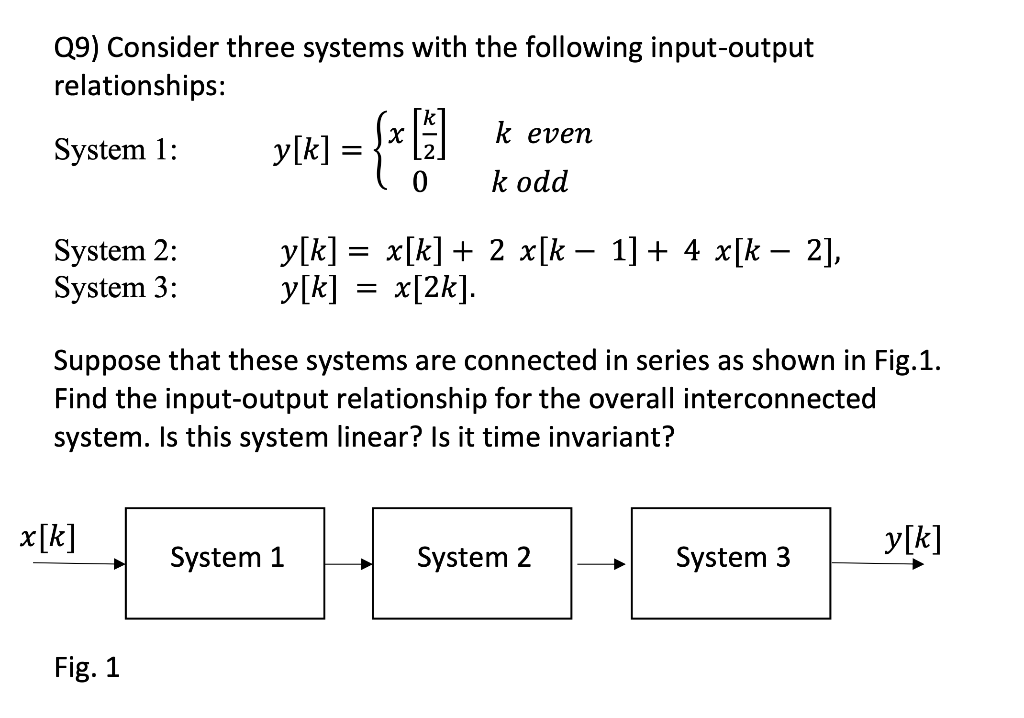 Solved Q9 Consider Three Systems With The Following