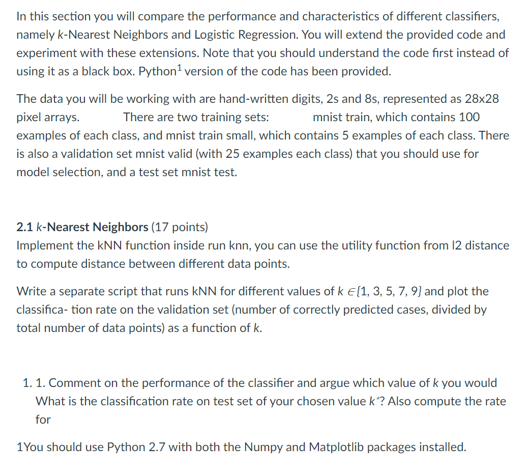 Solved In this section you will compare the performance and | Chegg.com