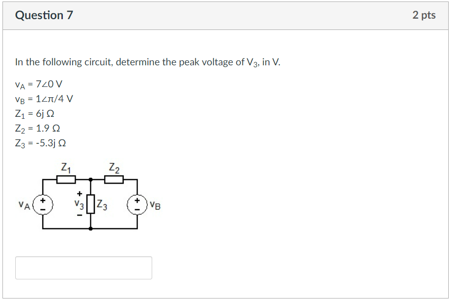 Solved In the following circuit, determine the peak voltage | Chegg.com