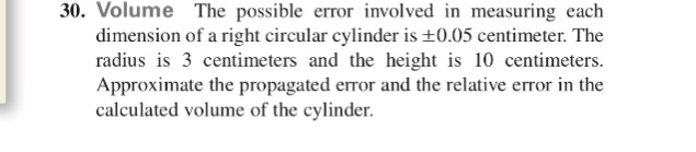 Solved 30. Volume The possible error involved in measuring | Chegg.com