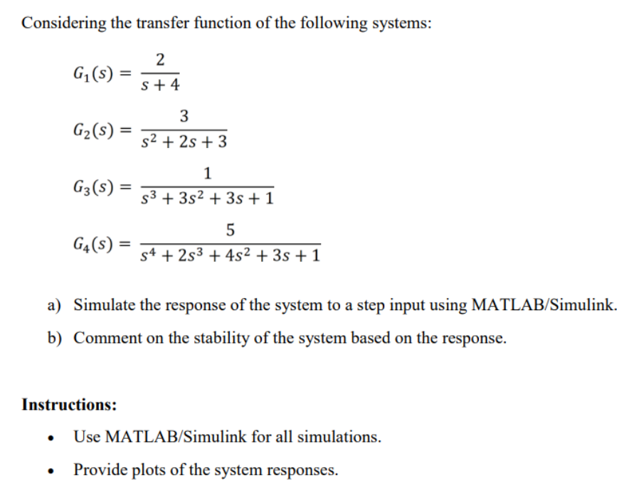 Solved Considering the transfer function of the following | Chegg.com