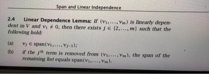Solved Span and Linear Independence 2.4 Linear Dependence | Chegg.com