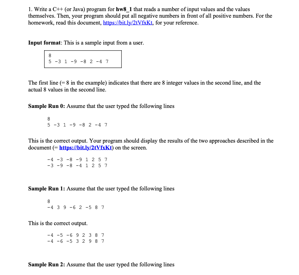 Solved 1. Write a C++ (or Java) program for hw8_1 that reads | Chegg.com