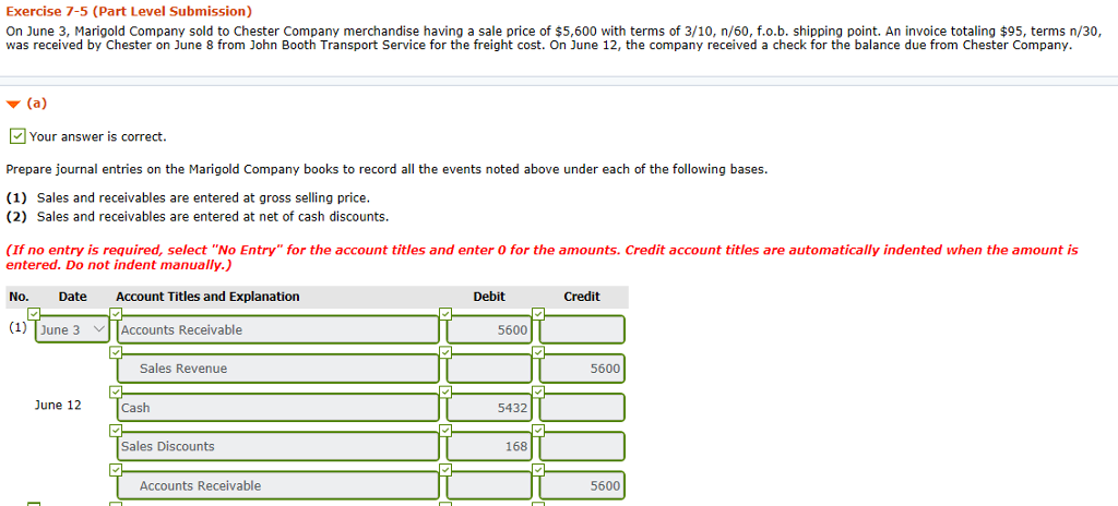 Solved Exercise 7-5 (Part Level Submission) On June 3, | Chegg.com