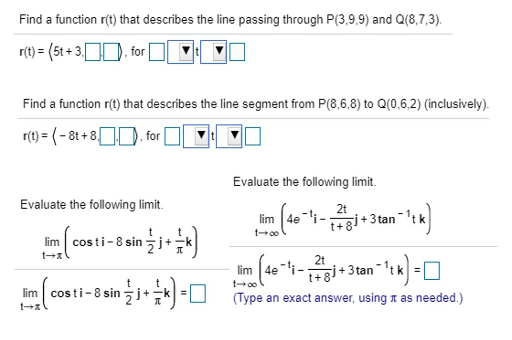 Solved Find a function r(t) that describes the line passing | Chegg.com