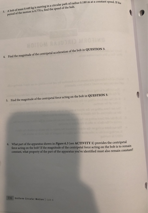 Solved LAB 6 UNIFORM CIRCULAR MOTION OBJECTIVES In the | Chegg.com